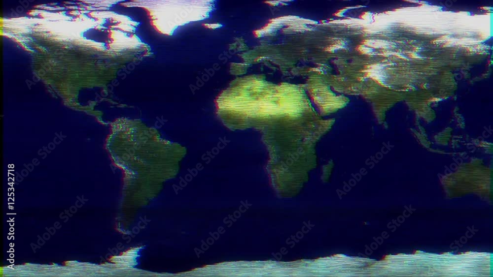 DIGITAL MAP OLD RETRO VHS LOOK COLOR VERSION Stock Video | Adobe Stock