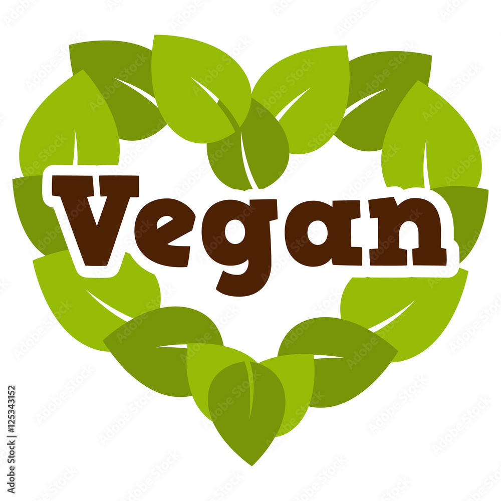 vegan leafy heart symbol Stock Vector | Adobe Stock