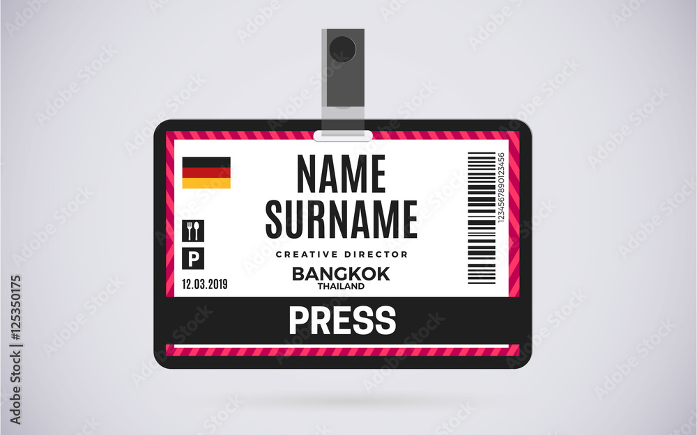 Press id card plastic badge vector design illustration Stock Vector ...