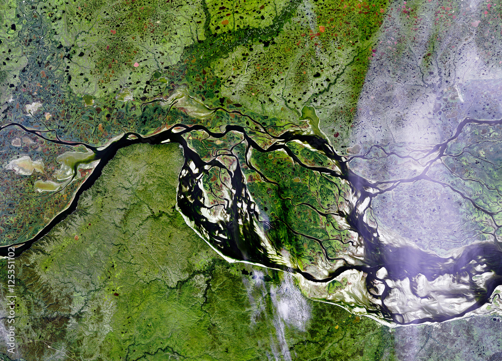 Ob river from Landsat satellite. Elements of this image furnished by ...