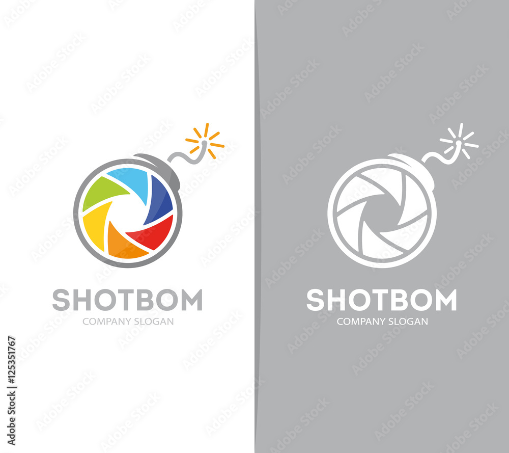 Vector camera shutter and bomb logo combination. Photography and focus ...