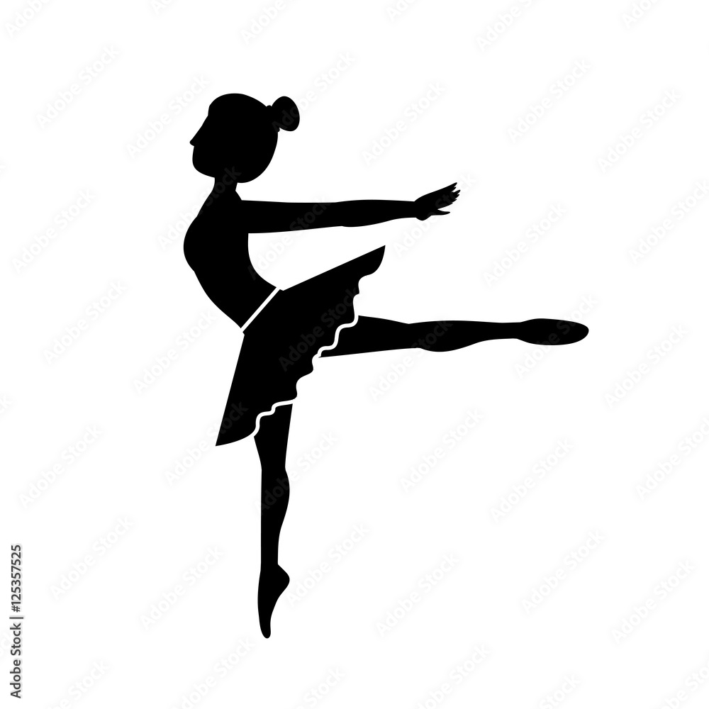 silhouette dancer pose fourth arabesque vector illustration Stock ...