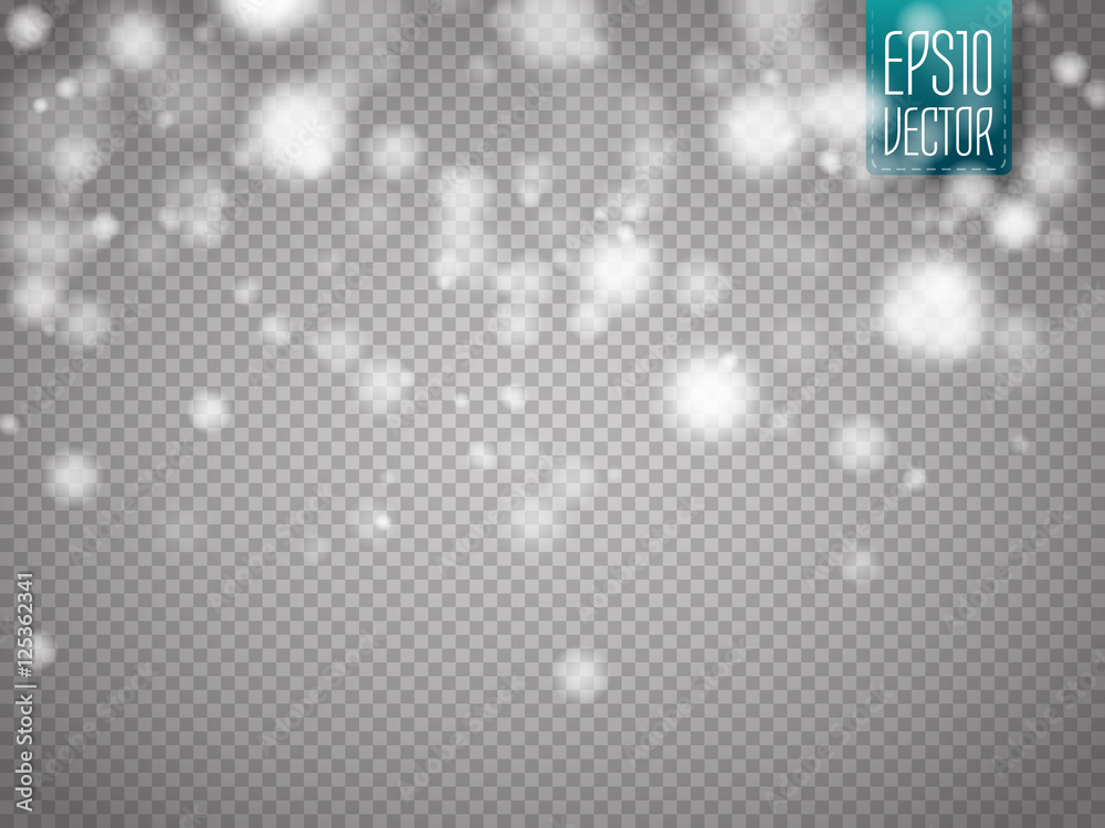 Vector falling snow effect isolated on transparent background with ...