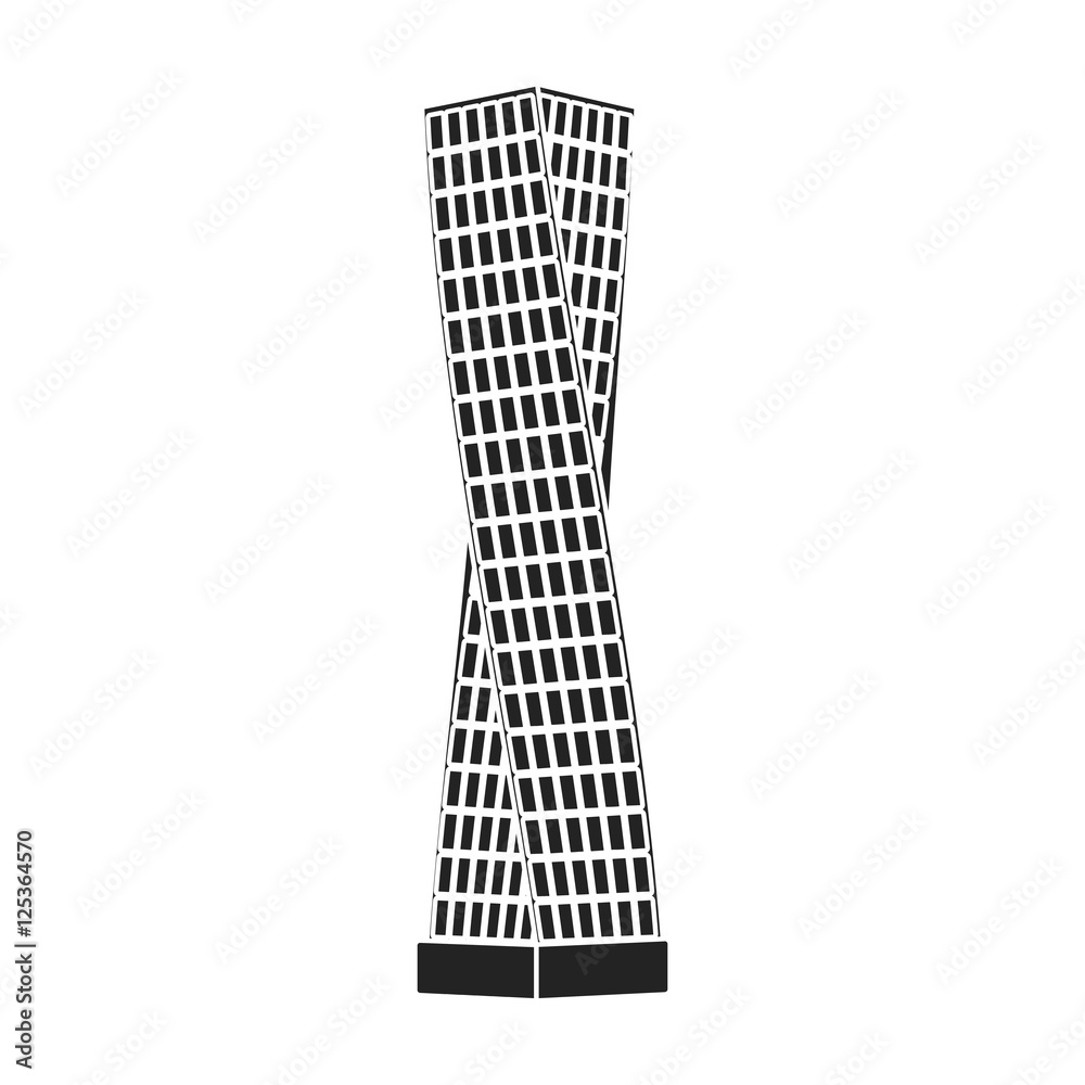 The Shanghai Tower icon in black style isolated on white background ...
