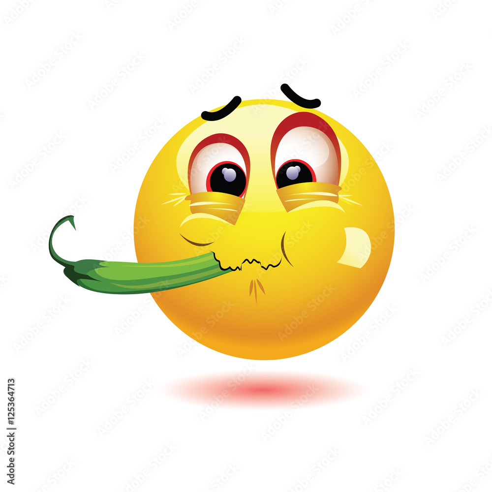 Shock because of the first bite. Very hot chili pepper causing pain and ...