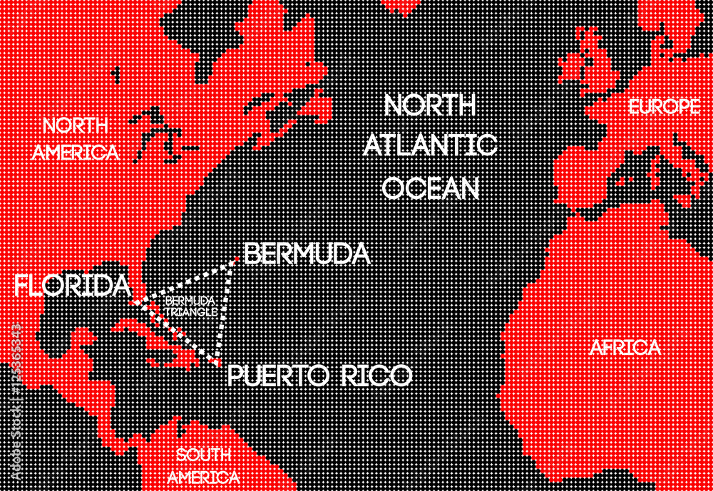 Schematic vector map of the Bermuda Triangle. Stock Vector | Adobe Stock