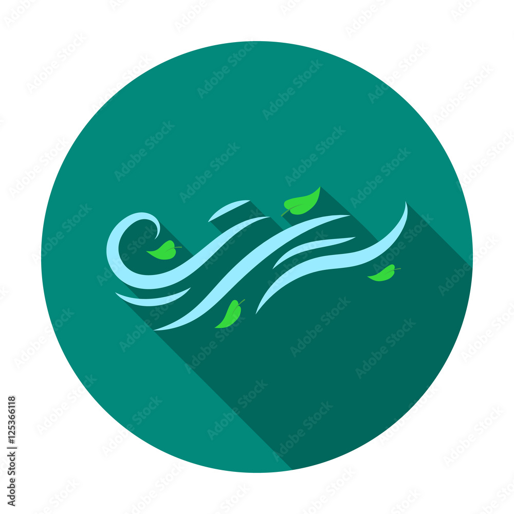 Windy weather icon in flat style isolated on white background. Weather ...