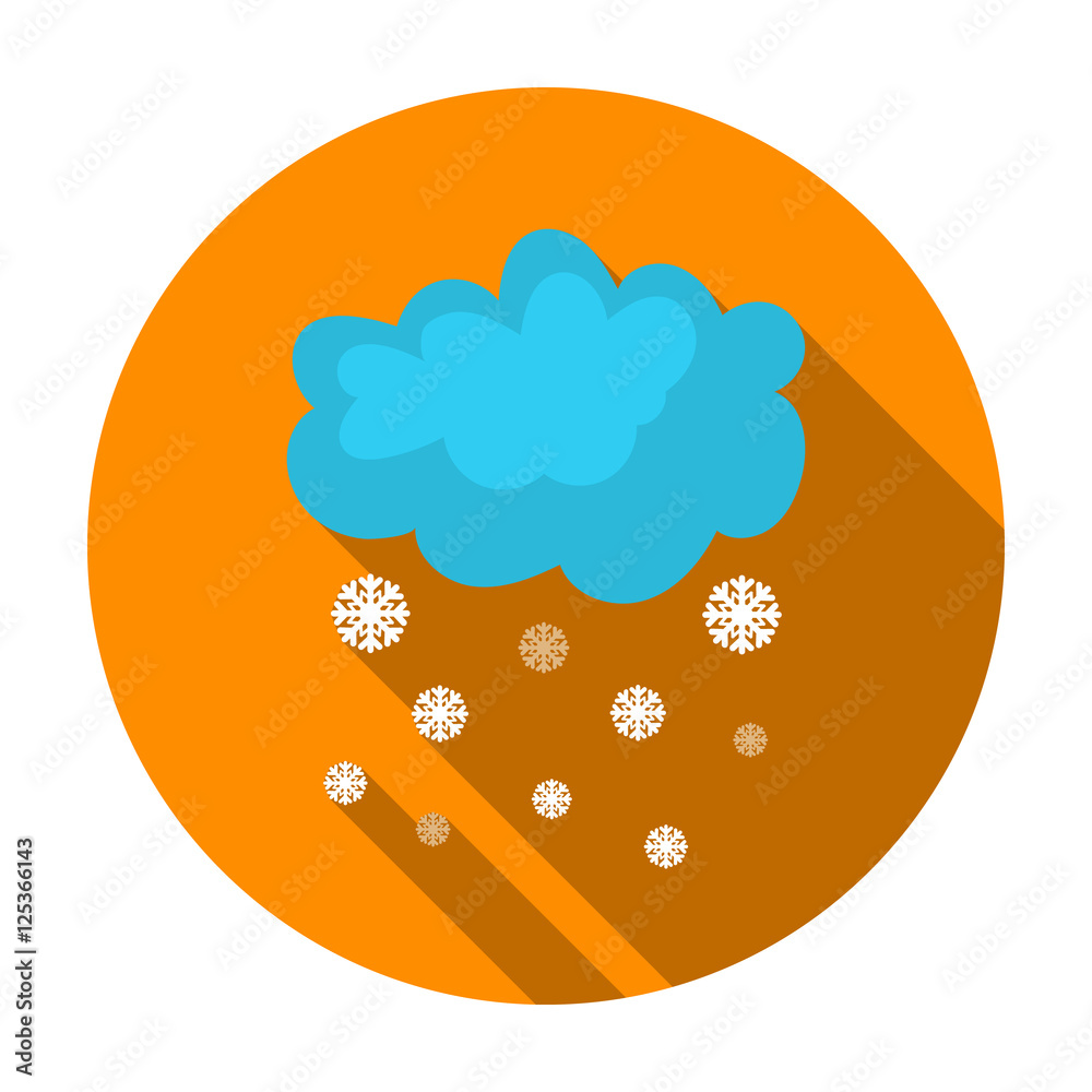 Snowfall icon in flat style isolated on white background. Weather ...