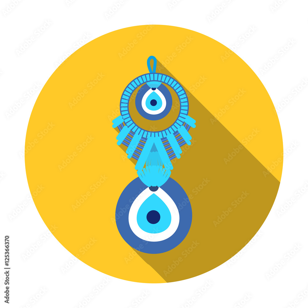 Amulet nazar icon in flat style isolated on white background. Turkey ...