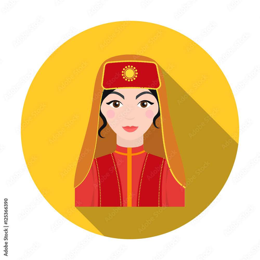 Turkish woman icon in flat style isolated on white background. Turkey ...
