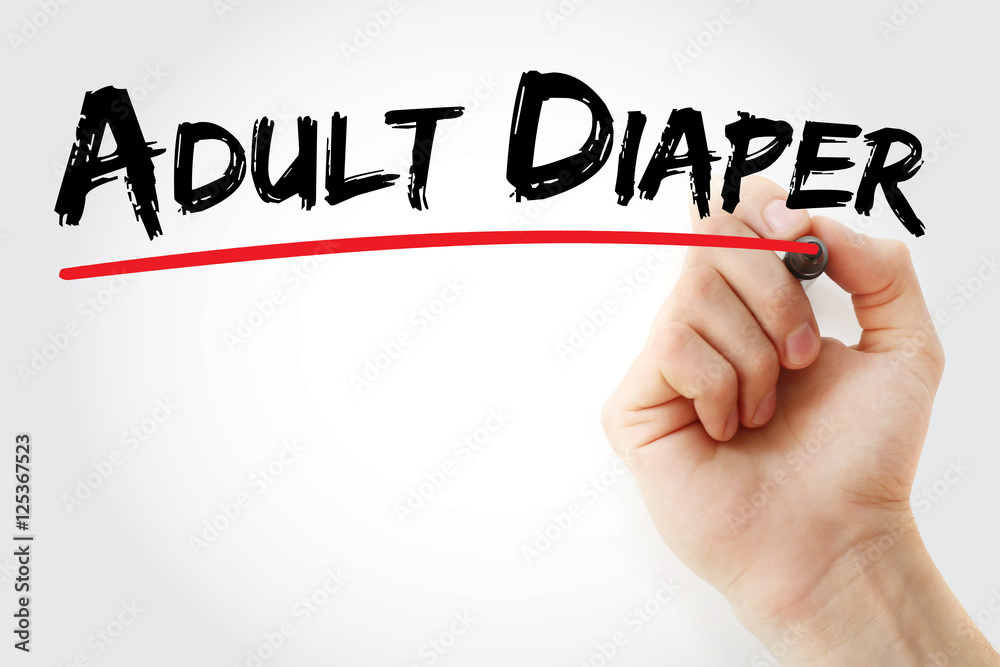 Hand writing Adult diaper with marker, concept background Stock Photo ...
