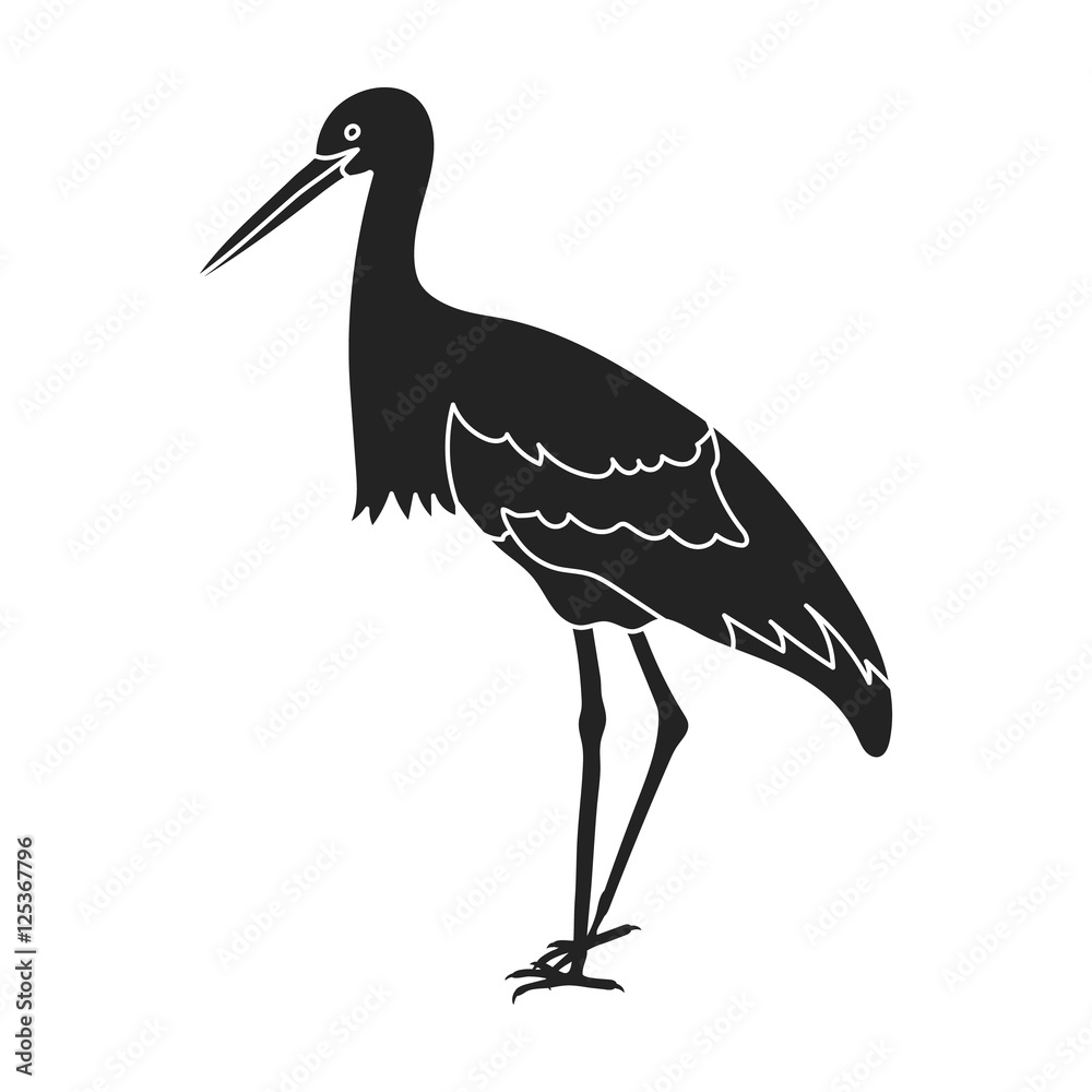 Stork icon in black style isolated on white background. Bird symbol ...