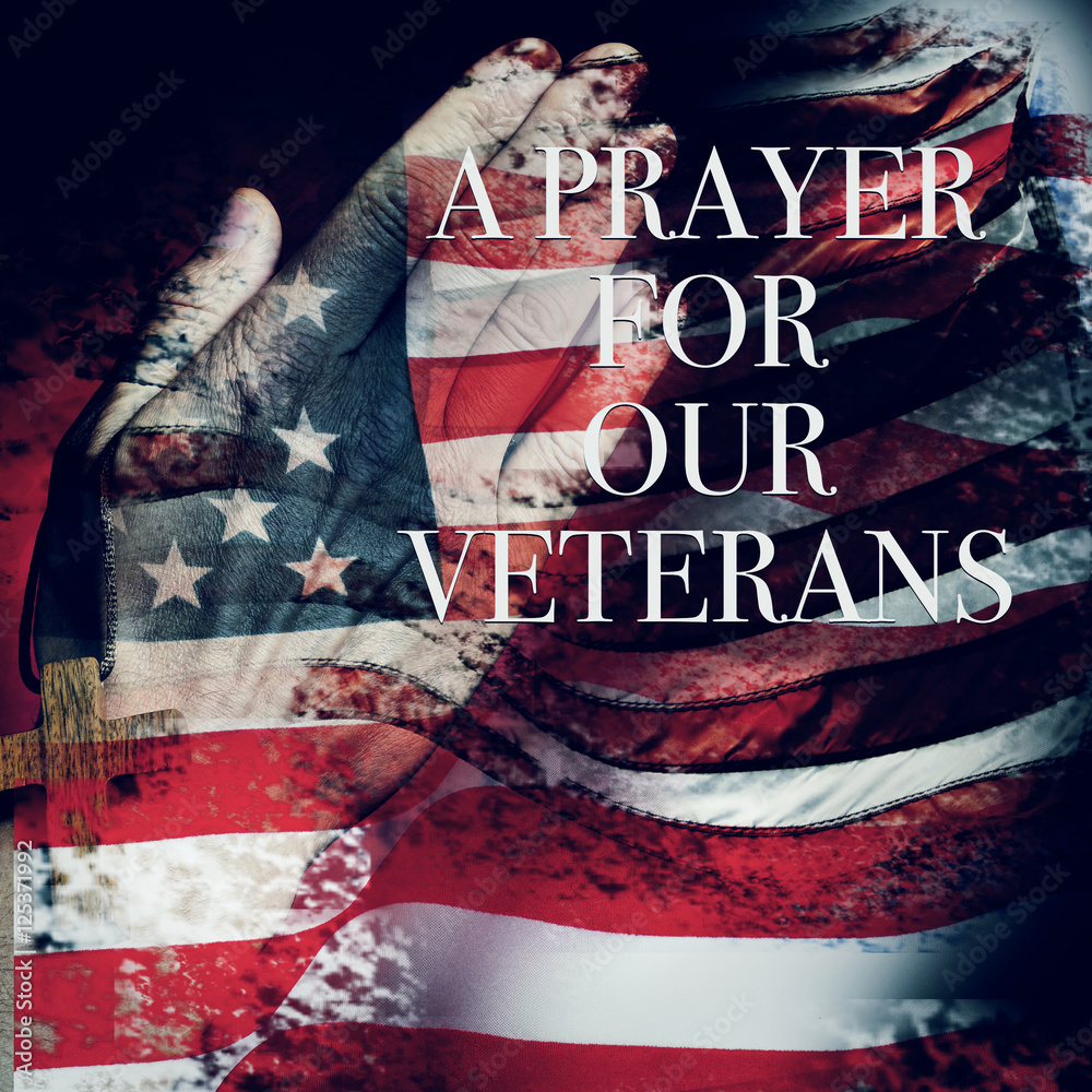 text a prayer for our veterans and the flag of the US Stock Photo ...
