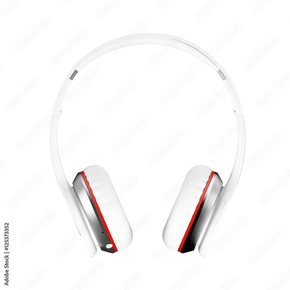 White wireless headphones isolated white background 3d illustration ...