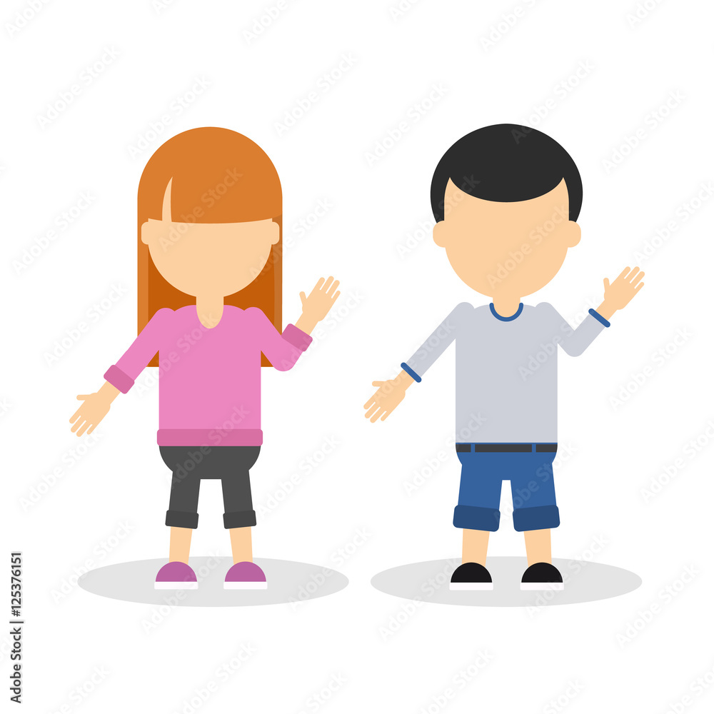 Isolated young children on white background. Girl and boy posing and ...