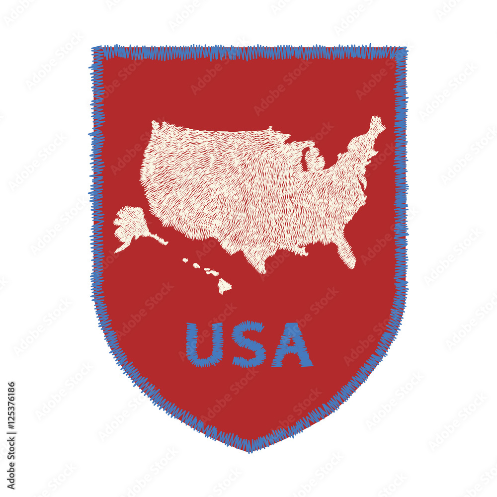 usa map design for clothing. embroidery patch for fashion. crest Stock ...
