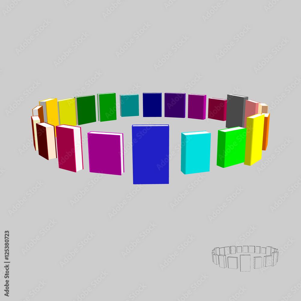 Circle of books.3d Vector colorful illustration. Stock Vector | Adobe Stock