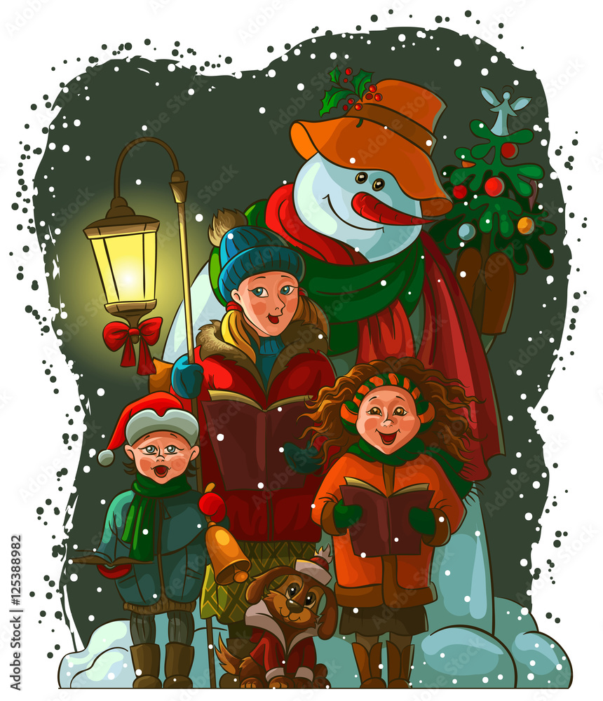 Christmas choir. Carol singers Stock Vector | Adobe Stock