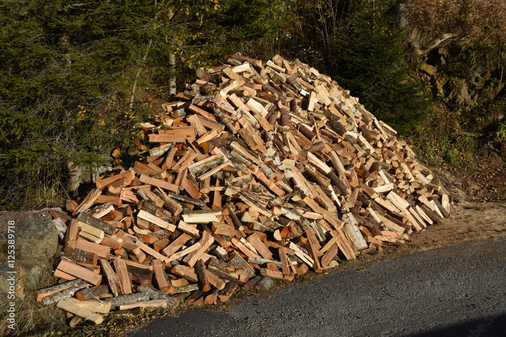 Holz, Brennholz, Scheiterhaufen, Scheit, Scheiter, Herbst, Haufen ...