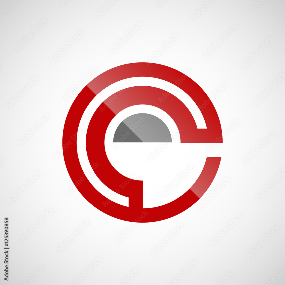 Letter E logo.Industrial tech style in a red round sphere concept ...
