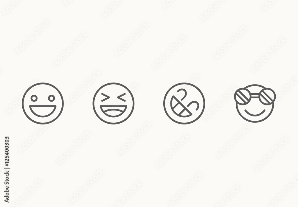 70 Minimalist Emoticon Icons Stock Template | Adobe Stock