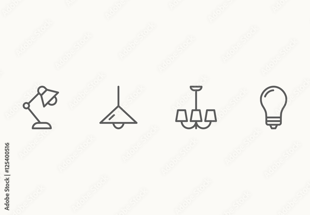 20 Minimalist Home Lighting Icons Stock Template | Adobe Stock