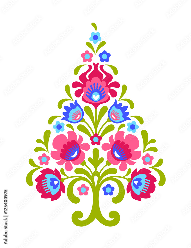 Polish folk christmas tree cutout Stock Vector | Adobe Stock