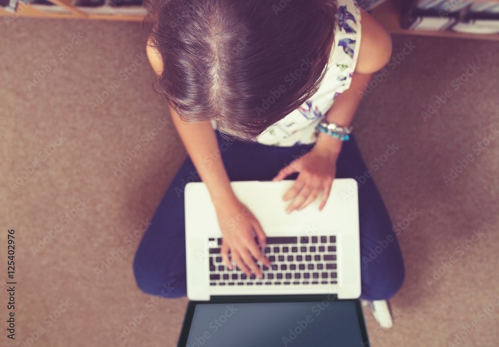 Student and Laptop Mockup Stock Template | Adobe Stock