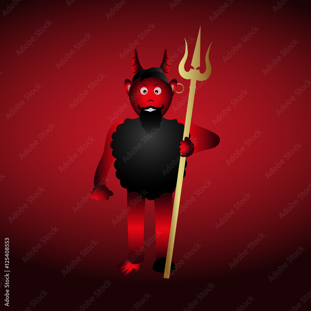 colorful red devil character with trident eps10 Stock Vector | Adobe Stock