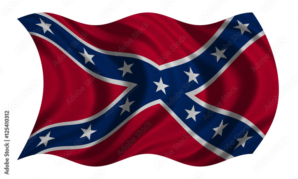 Confederate rebel flag waving on white, textured Stock Illustration ...