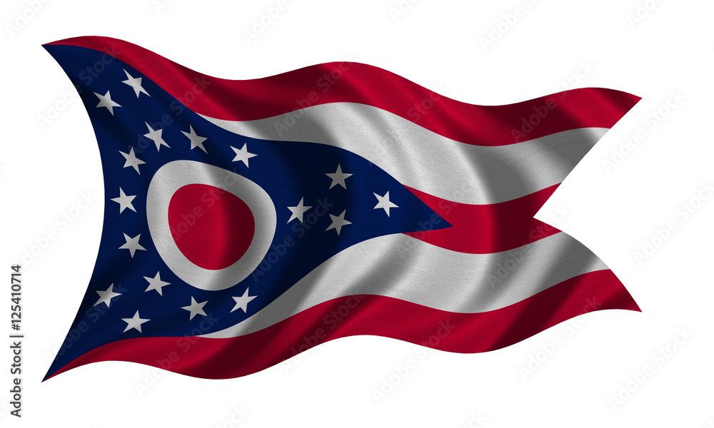 Flag of Ohio wavy on white, fabric texture Stock-Illustration | Adobe Stock