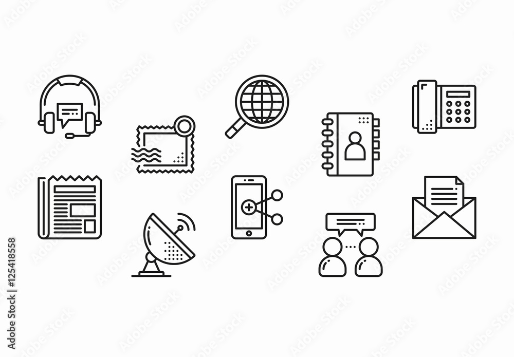 30 Black and White Communication Icons Stock Template | Adobe Stock