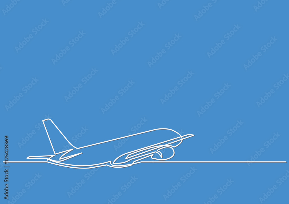 continuous line drawing of jet plane Stock Vector | Adobe Stock