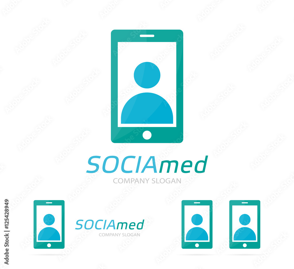 Vector man and phone logo combination. Human and mobile symbol or icon ...