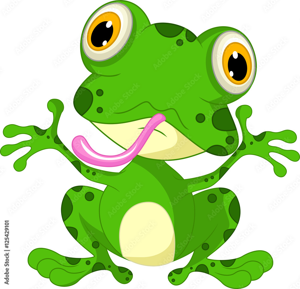 funny frog cartoon sitting Stock Illustration | Adobe Stock