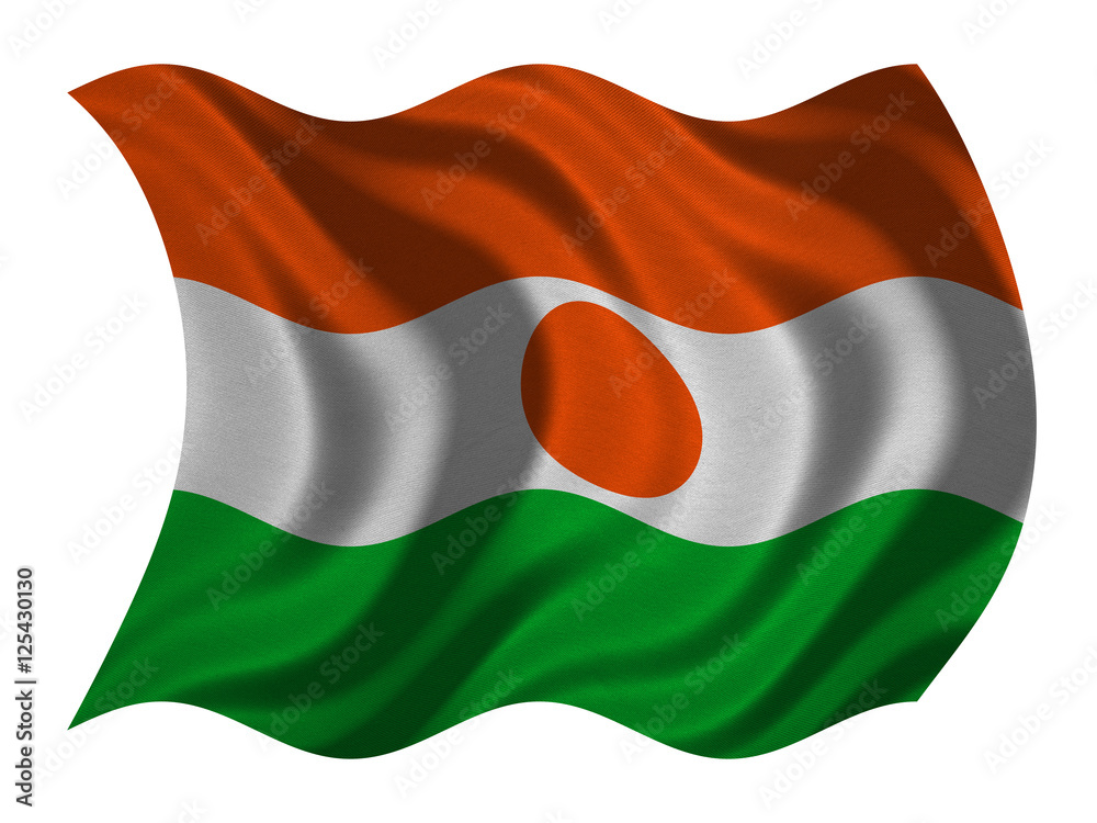 Flag of Niger wavy on white, fabric texture Stock Illustration | Adobe ...