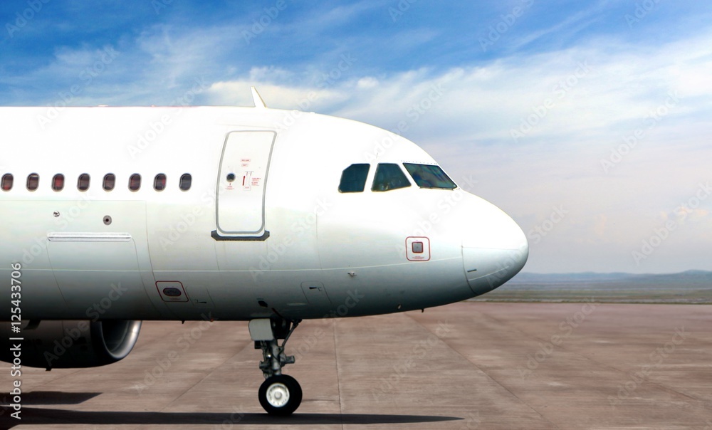 Airplane nose from side view Stock Photo | Adobe Stock