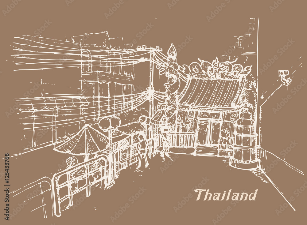Vector illustration of thailand in sketch style, hand drawing il Stock ...
