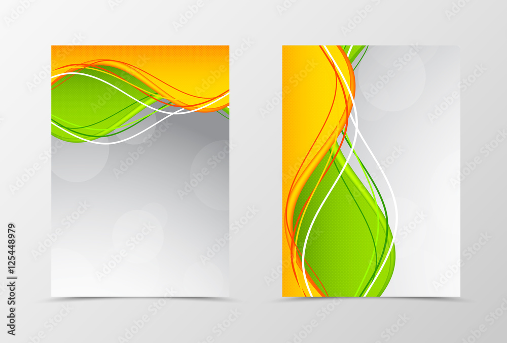 Front and back dynamic wave flyer template design Stock Vector | Adobe ...