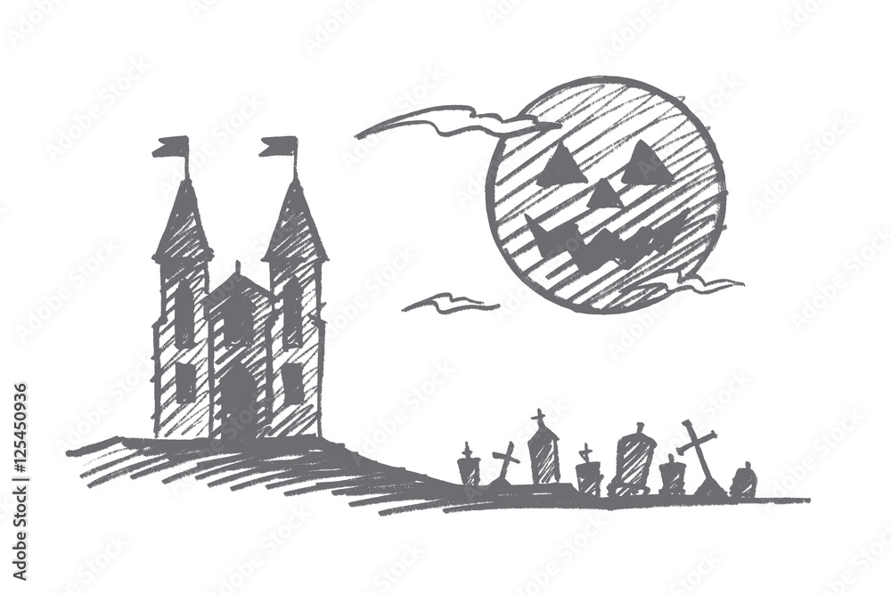 Haunted Cemetery Drawing