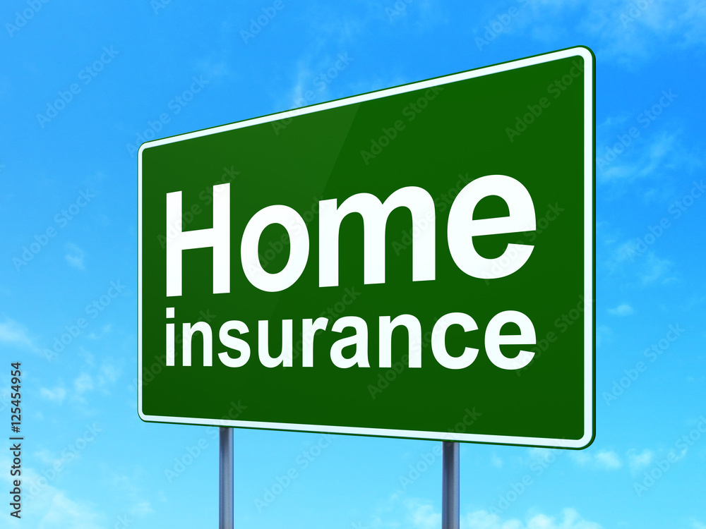 Insurance concept: Home Insurance on road sign background Stock ...