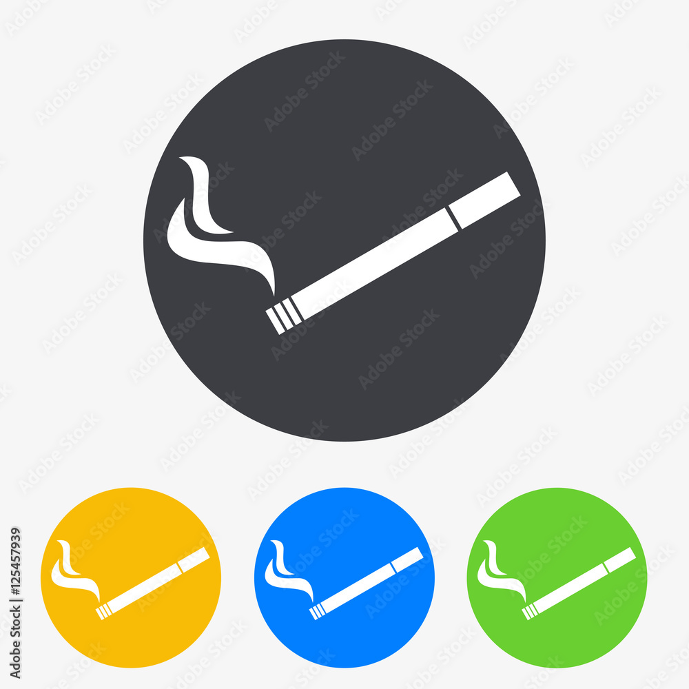 Icono plano cigarrilo con humo en circulo varios colores Stock Vector ...