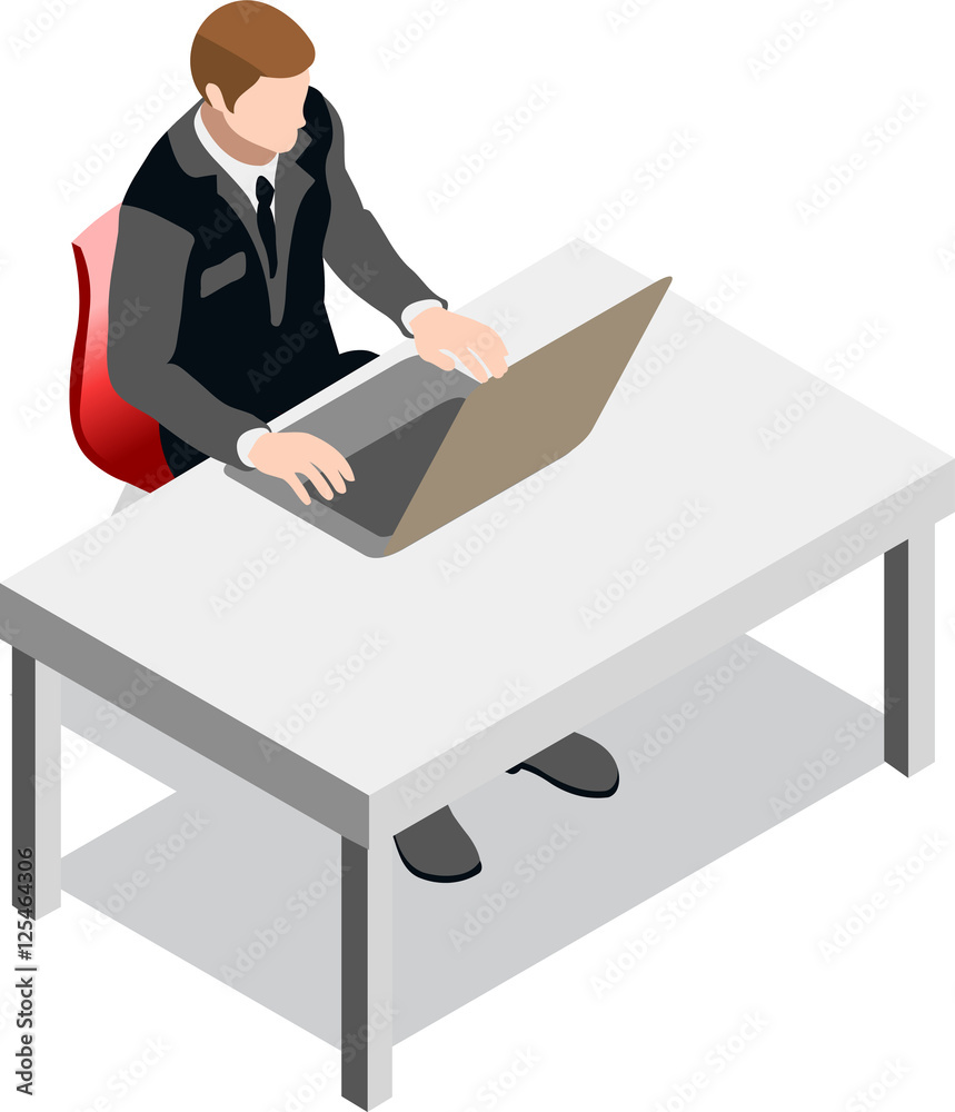 Isometric Businessman Sale Lead Bank Congress man icon set. Male Trader ...