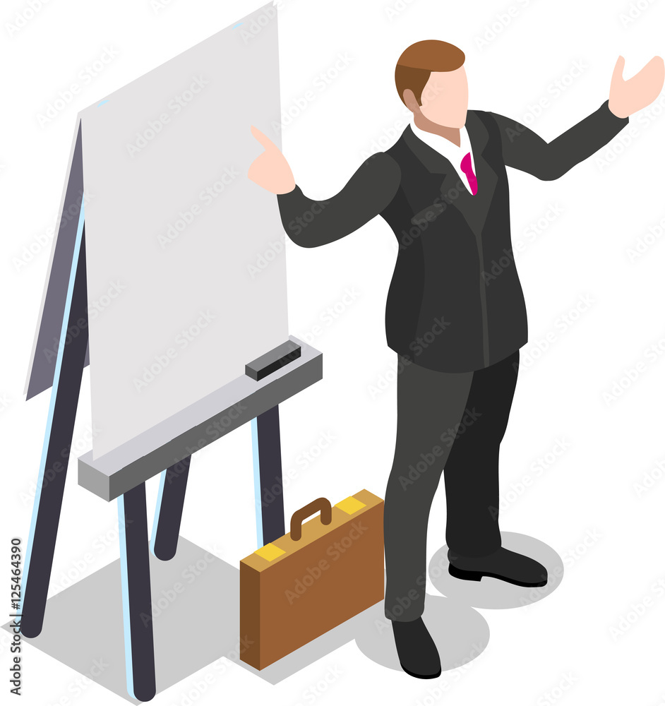 Isometric Businessman Sale Lead Bank Congress man icon set. Male Trader ...