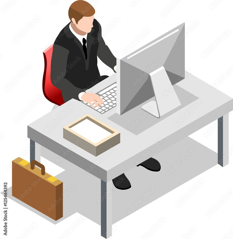 Isometric Businessman Sale Lead Bank Congress man icon set. Male Trader ...