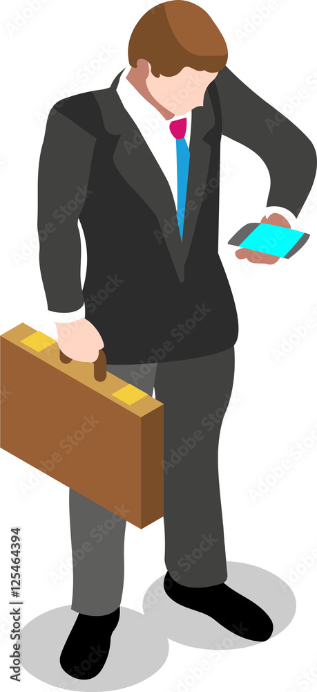 Vecteur Stock Isometric Businessman Sale Lead Bank Congress man icon ...