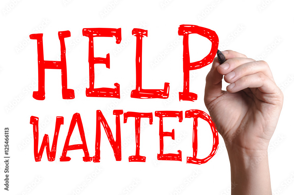 Hand write with marker Help wanted on white background Stock Photo ...