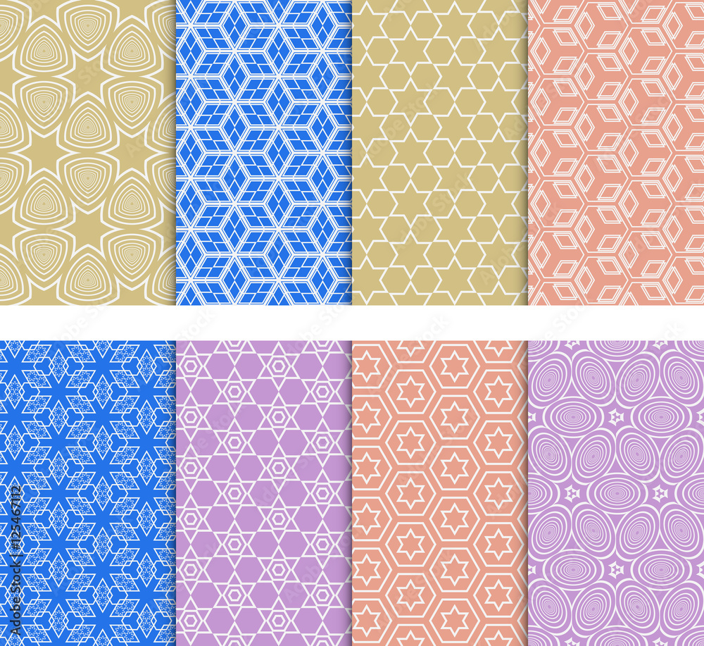 Shape of ?ircle, star, cube. Set of geometric seamless pattern. vector ...