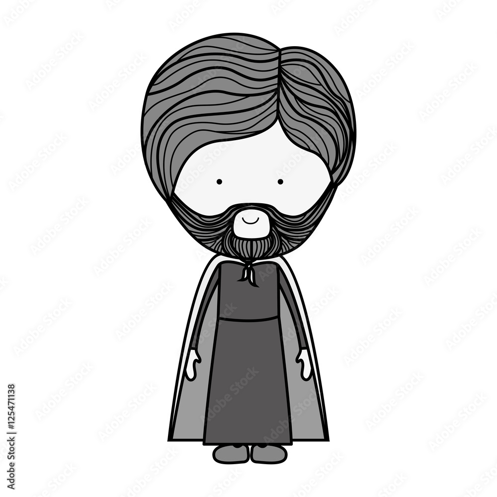 cartoon saint joseph bearded man over white background. religious ...