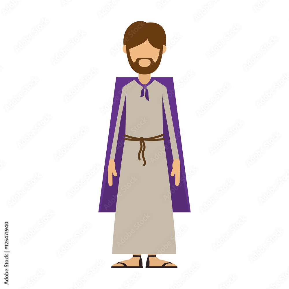 cartoon saint joseph bearded man over white background. religious ...